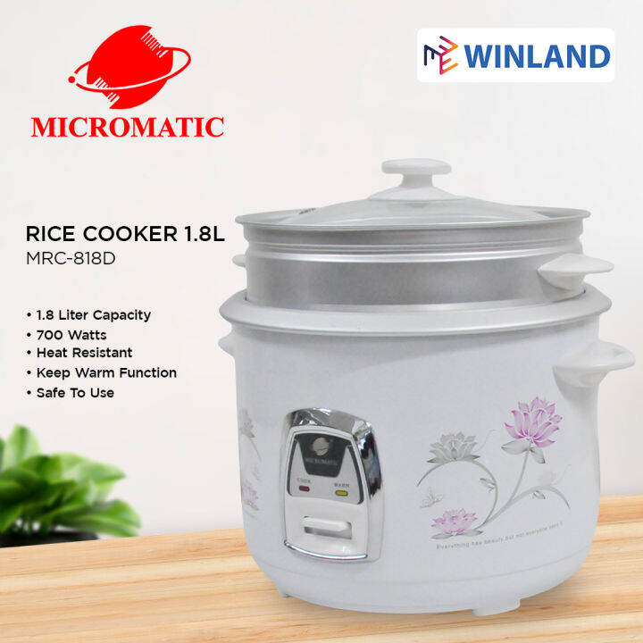 MICROMATIC Original Rice Cooker 1.8L 10 Cups of Rice with Steamer ...