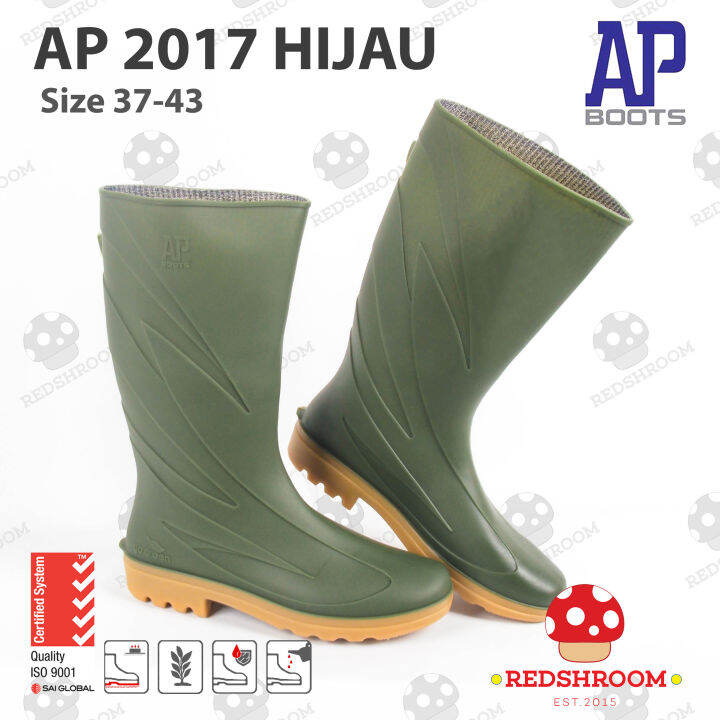 Sepatu Boot Tinggi AP 2017 AP Boots Hijau Tua Karet Lokal Anti Air ...