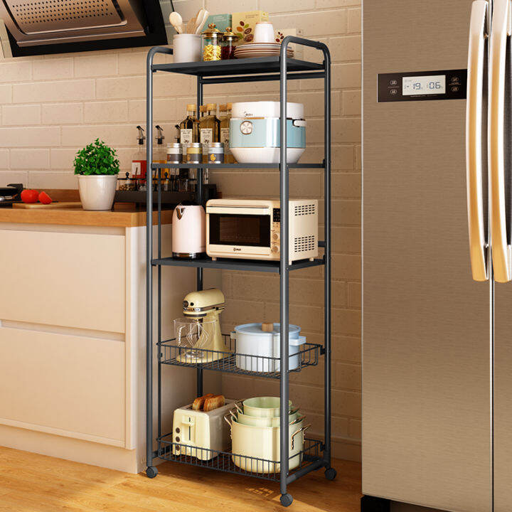 Foldable kitchen cart rack installation-free floor-mounted multi-layer ...