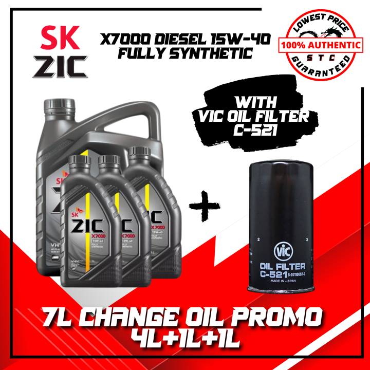 SK-ZIC 7 liters X7000 15W-40 with C-521Vic Oil Filter Fully Synthetic ...