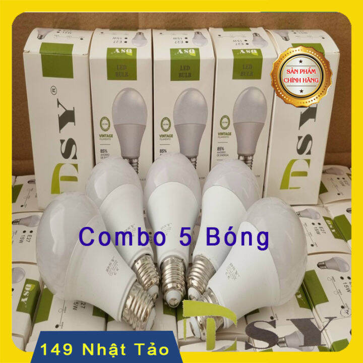 Combo 5 Bóng Đèn Led Tròn 5w 9w 15w DSY chính hãng siêu sáng siêu bền | Lazada.vn