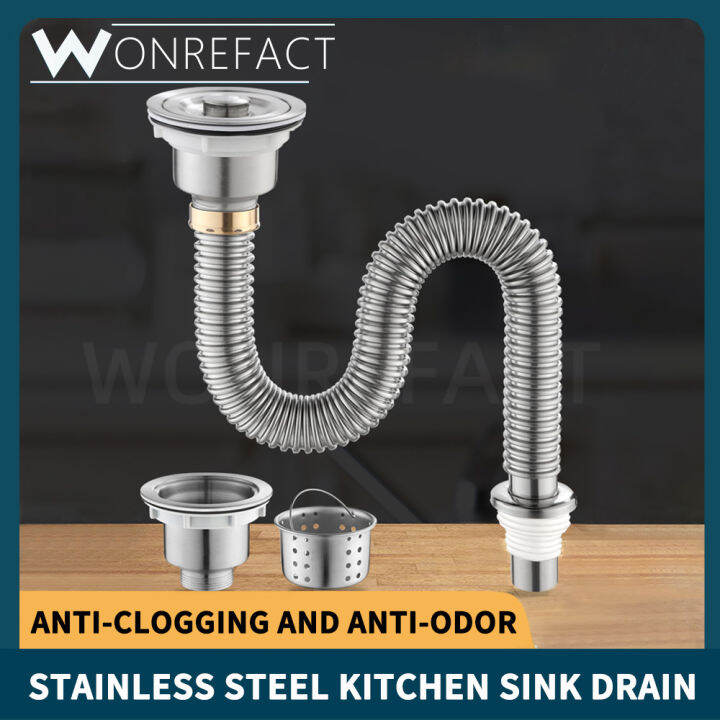 Stainless Steel Sink Drain Pipe Anti-Odor Universal Kitchen Sink Anti ...
