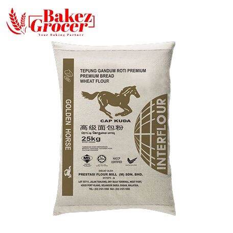 Golden Horse High Protein Flour (Bread Flour) Unbleached 1kg (Repacked ...