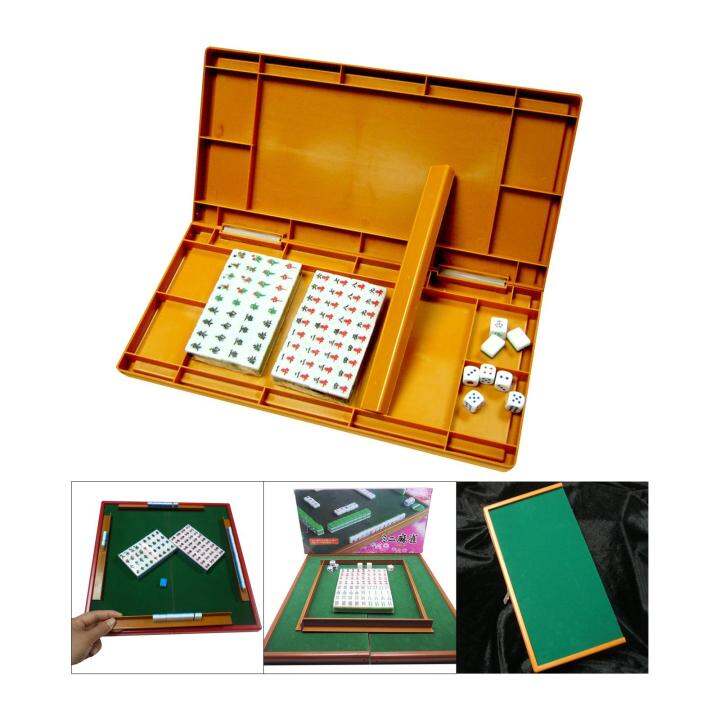 CCFine Mini Mahjong Set with Folding Mahjong Table Portable Mah Jong ...