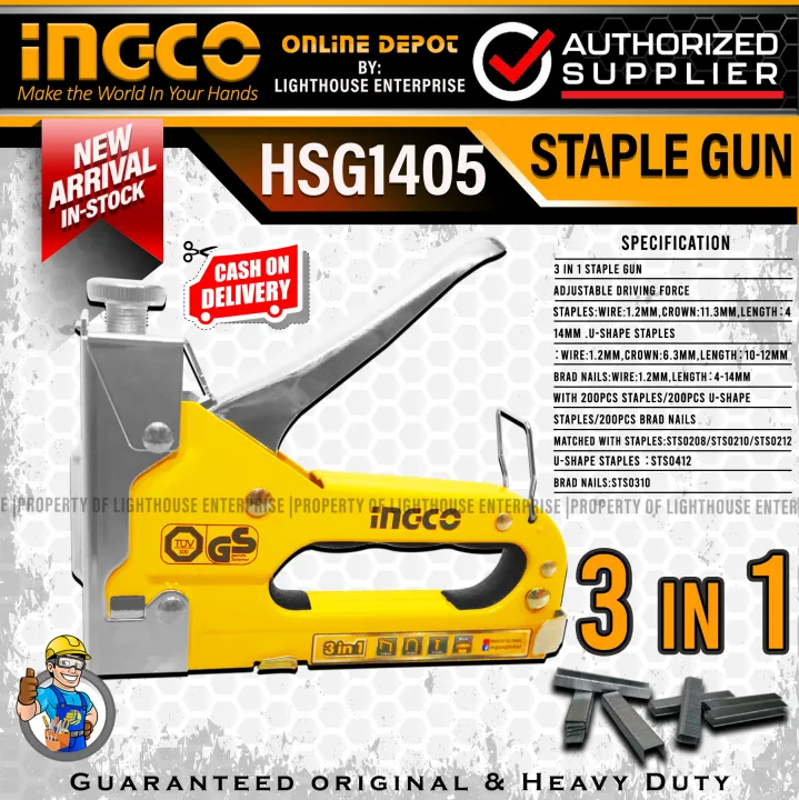 INGCO 3 in 1 Staple Gun Adjustable Driving Force (HSG1405) *LIGHTHOUSE ...