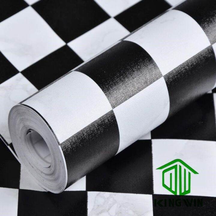 wallpaper sticker waterproof for plywood Kingwin Black and white square ...