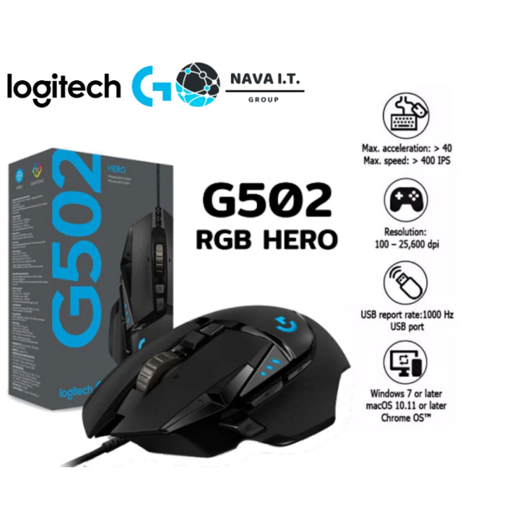 เมาส์เกมมิ่ง Logitech G502 Hero High Performance Gaming Mouse เมาส์เกม