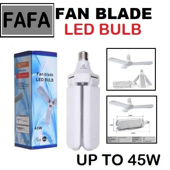45W 6500K AC170-265V Foldable Fan Blade LED Light Bulb | Lazada PH