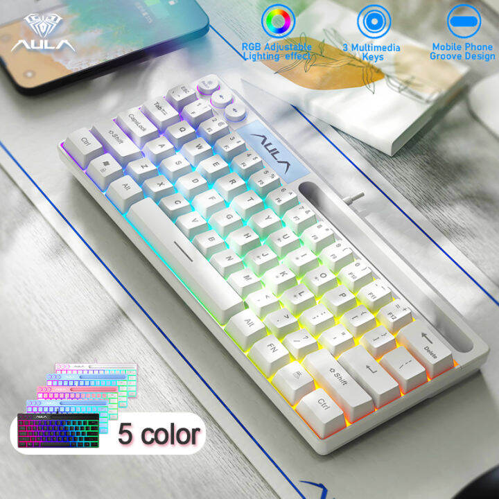 AULA F3061 61 Key RGB Mini Gaming Keyboard RGB Adiustable Lighting ...