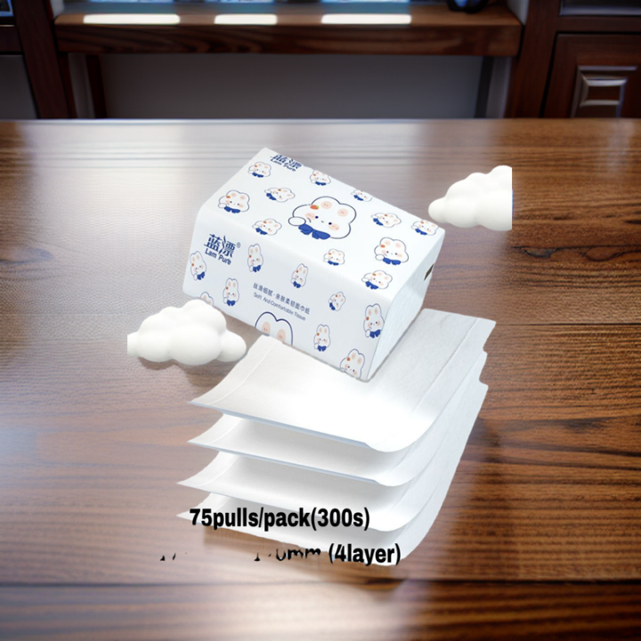 （75pulls/pack(300s))4layer Rabbit Tissue Paper / Facial Tissue Quality ...