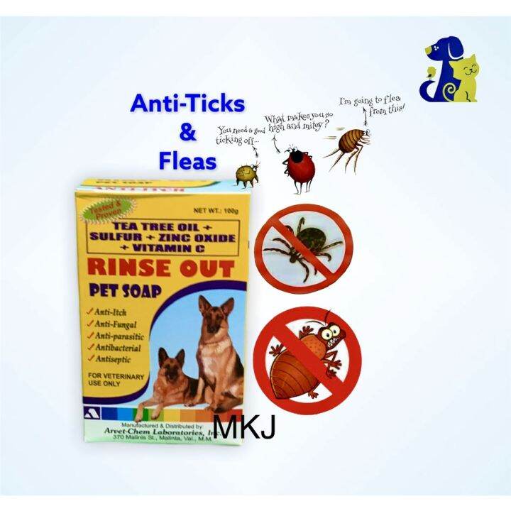ARVET RINSE OUT PET SOAP 100g CATS DOGS RABBIT ANTI TICKS AND FLEAS ...