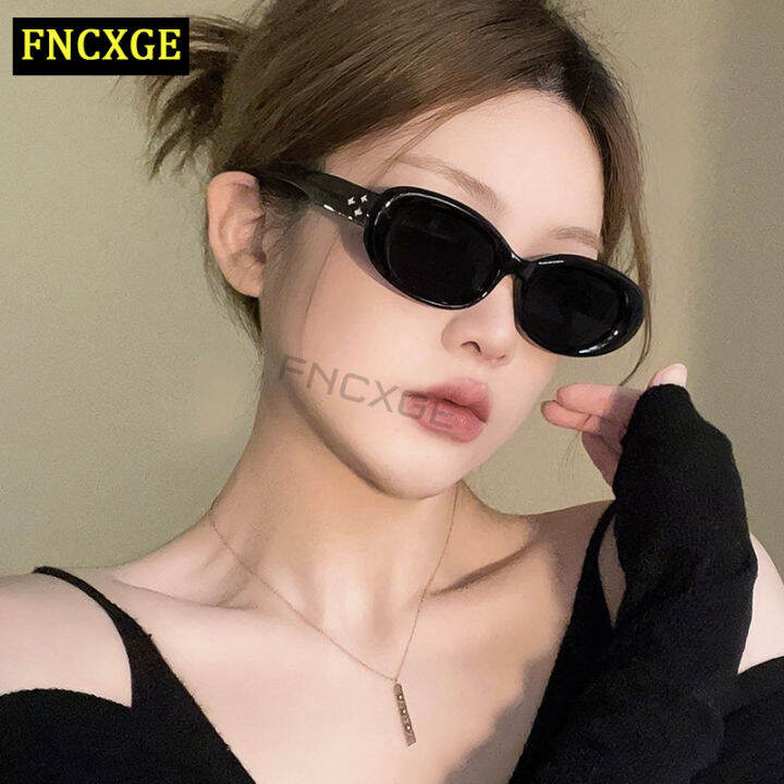 FNCXGE แว่นกันแดด ป้องกันรังสียูวี ผู้หญิง ผู้ชาย แฟชั่น สไตล์เกาหลี แว่นทรงวงรี แว่นทรง แว่นตา ...