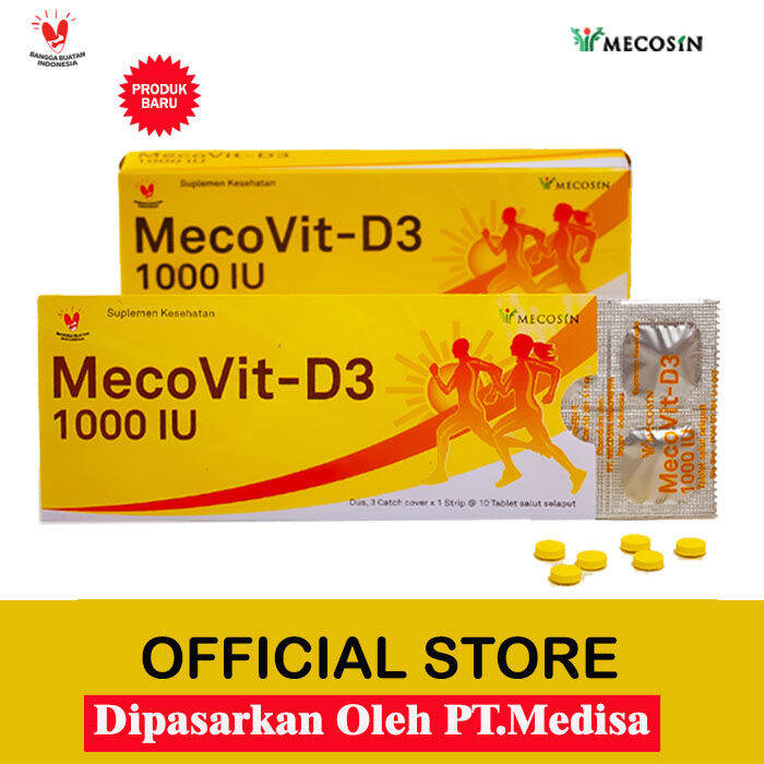 MecoVit - D3 1000 IU | 1 box isi 3 Strip 10 Kaplet | Vitamin D3 1000 IU ...