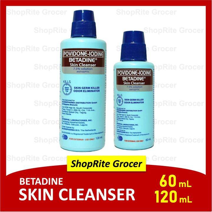 BETADINE Skin Cleanser Solution (7.5% Povidone Iodine) - 60 mL / 120 mL ...