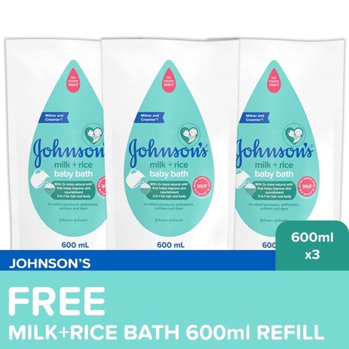 Johnson's Milk+Rice Bath 600ml Refill x 3 | Lazada PH
