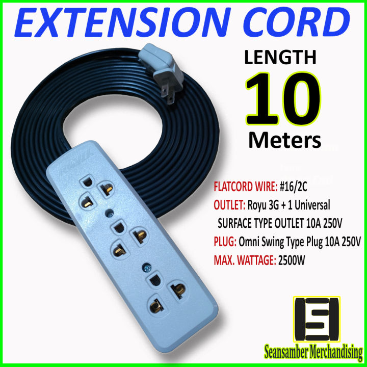 10 METERS Extension Cord with Royu 3+1 Gang Universal Outlet | Lazada PH