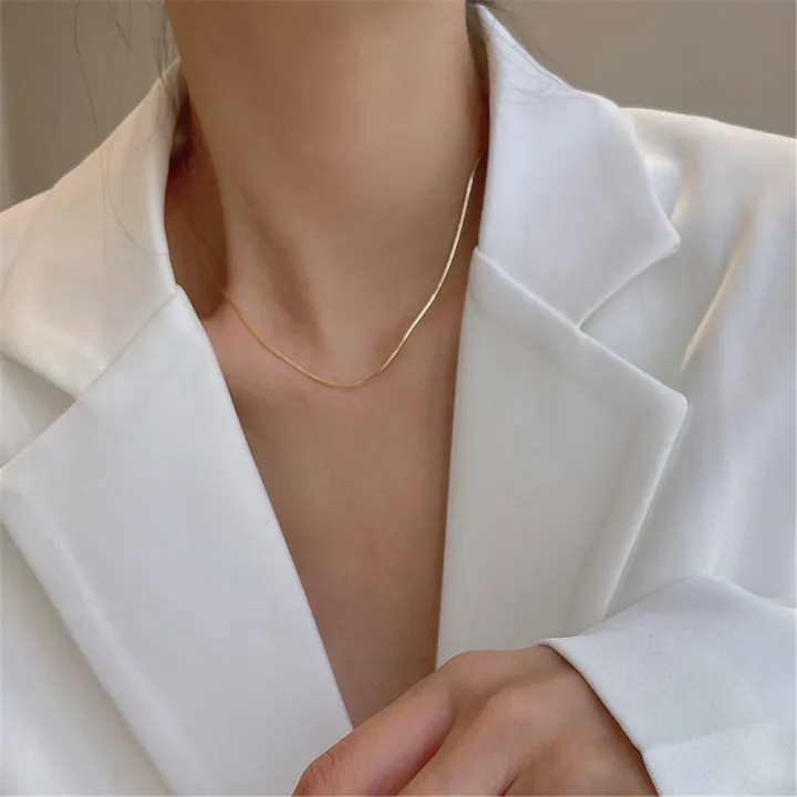 Sanhe สร้อยคอรูปงู,สร้อยคอแฟชั่นรูปช่องโชว์ไหปลาร้ามีเอกลักษณ์เรียบง่ายสไตล์ Ins สีแดงตาข่ายทัน ...