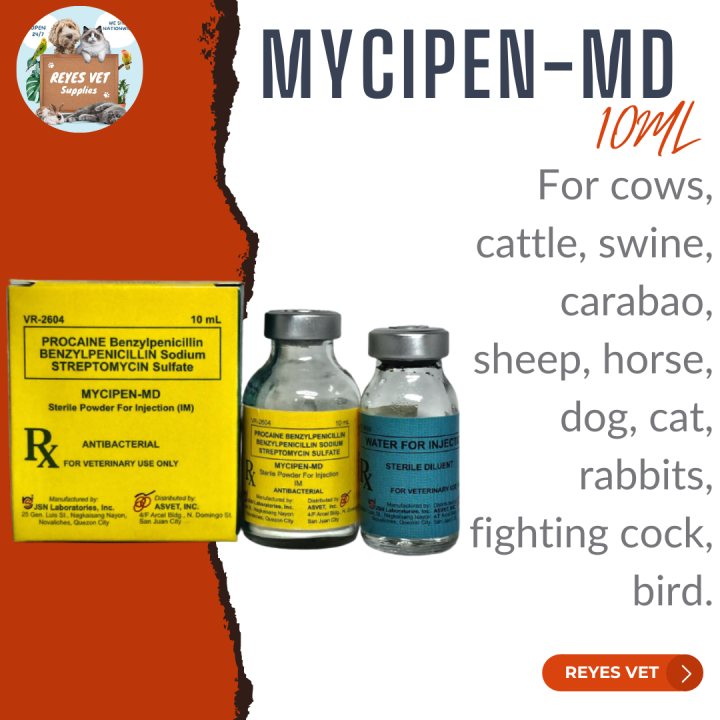 [VET SUPPORT] MYCIPEN-MD 10ML - ANTIBACTERIAL - STERILE POWDER FOR ...