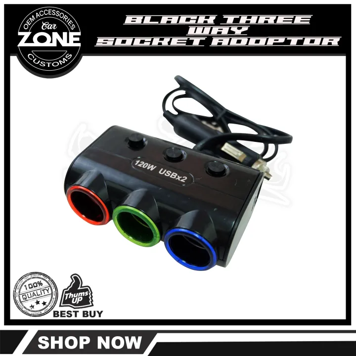 BLACK THREE WAY SOCKET ADOPTOR | Lazada PH