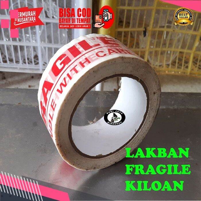 LAKBAN PRAGILE FRAGILE WARNA MERAH PUTIH KILOAN PER PCS BERAT +- 125 ...