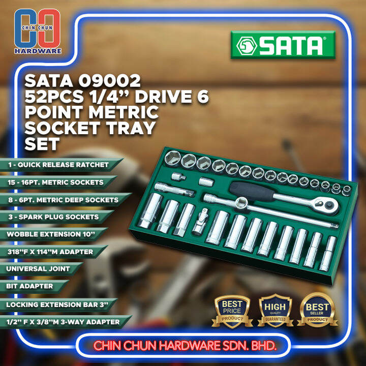 SATA 09002 52 PC 1/4" DR. SOCKET SET | Lazada