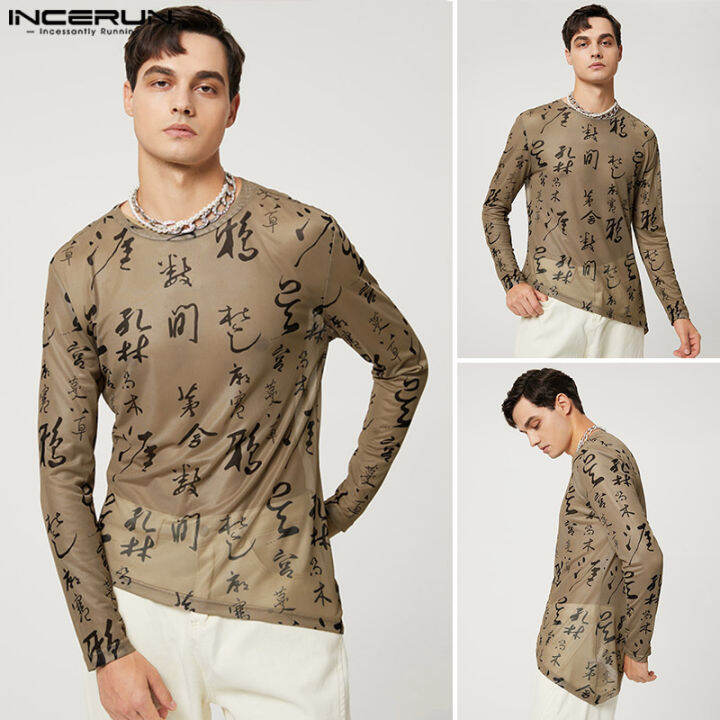 Beehoo INCERUN เสื้อยืดลายดอกไม้แนวย้อนยุคสำหรับบุรุษพิมพ์ลายเสื้อที ...
