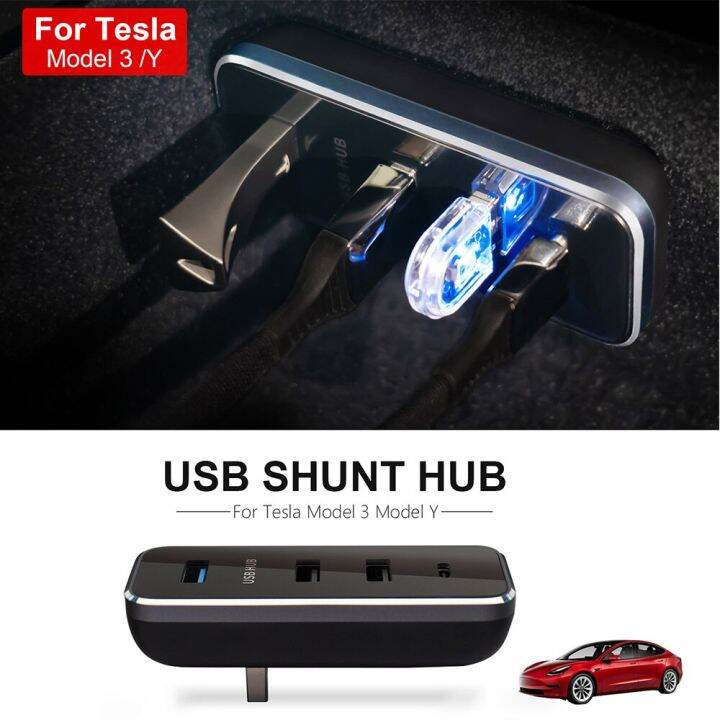 For Tesla Model 3 Model Y 2022 Glovebox USB Hub Ports Upgrade Splitter ...