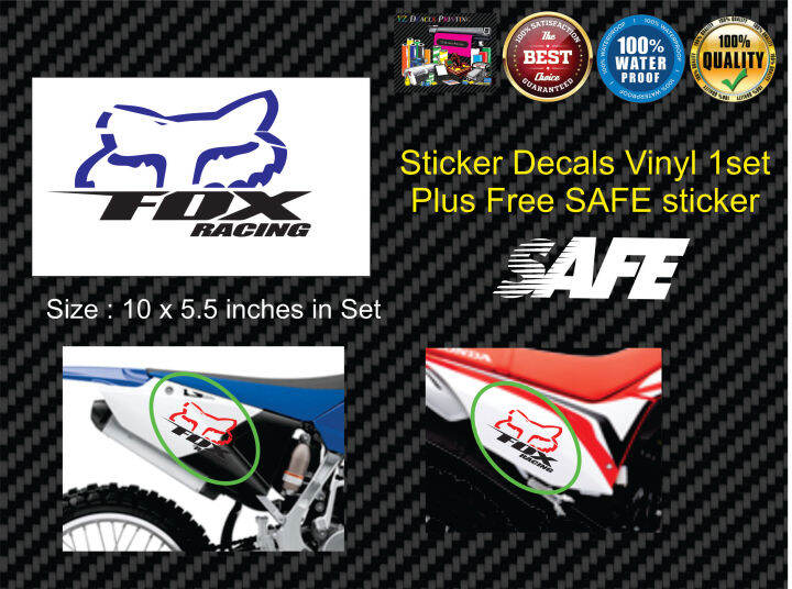 FOX Racing Vinyl Sticker (Code - C4), Size : 10 x 5.5" + Free SAFE ...