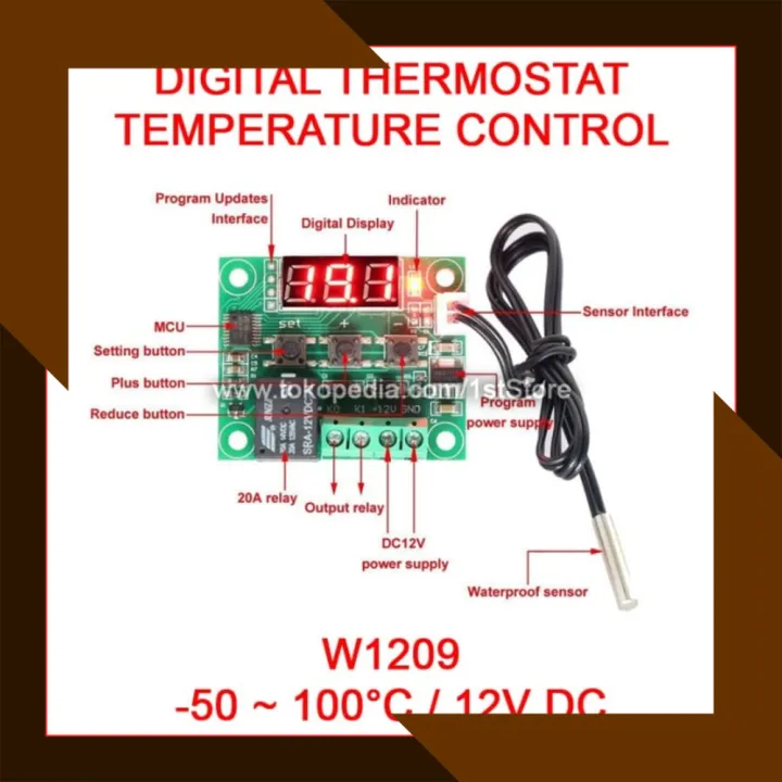 W1209 Digital Thermostat Temperature Control Switch 12V DC Sensor Suhu Original | Lazada Indonesia