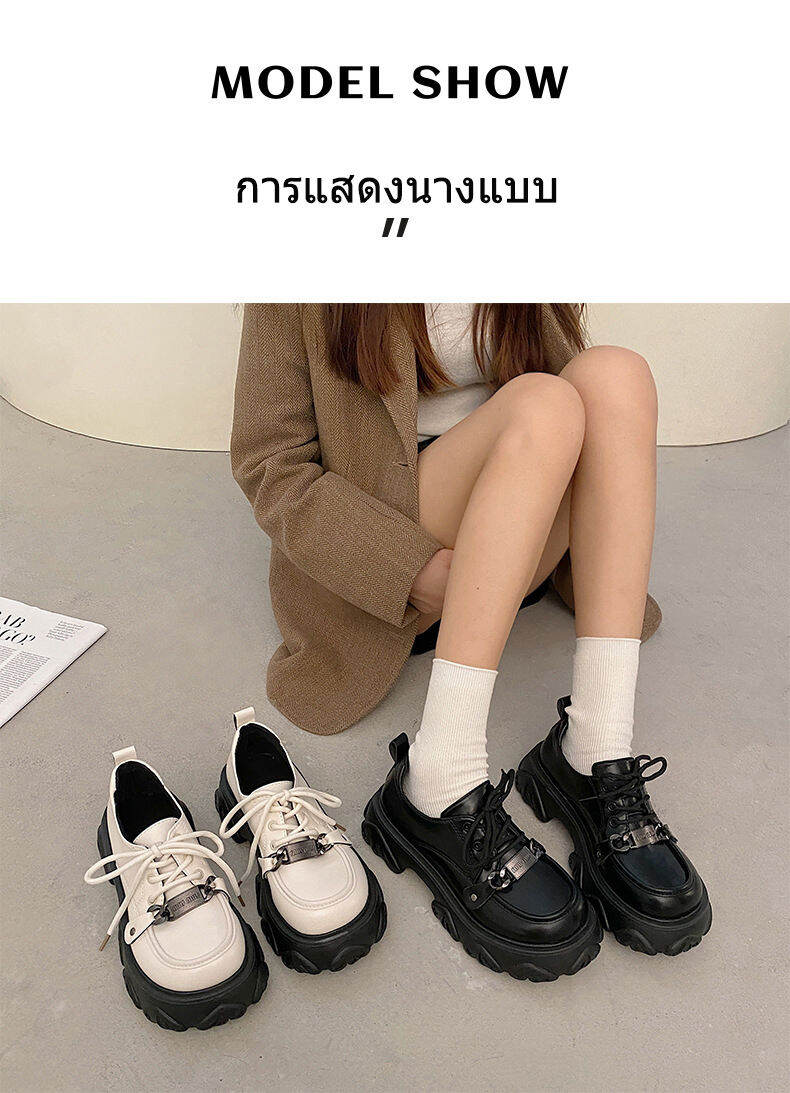 💥sheng miao thailand💥 ฤดูใบไม้ผลิใหม่แพลตฟอร์มหนารองเท้าหนังขนาดเล็ก ...