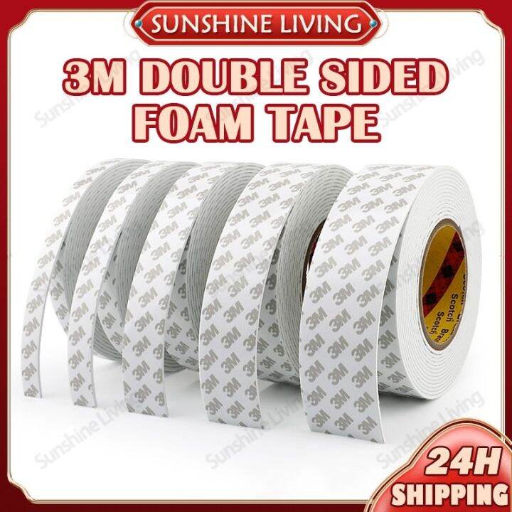 3M Foam Double Sided Tape 5 Meter Length Heavy Duty White EVA Strong ...