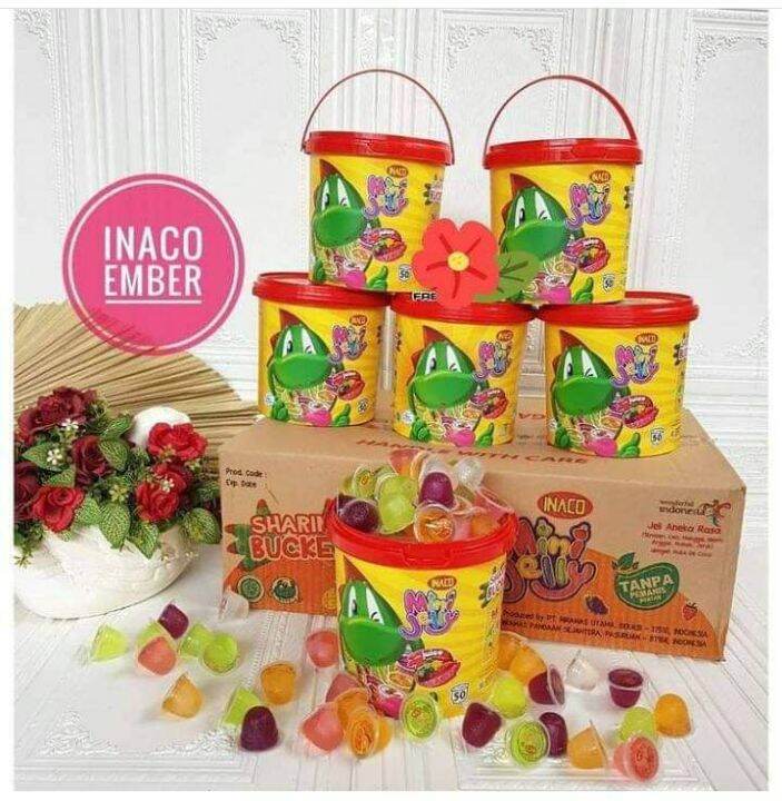 Inaco Jelly Ember Isi 50 Pcs Snack Agar per kg Ager 750 Gram 1 Dus 6 ...
