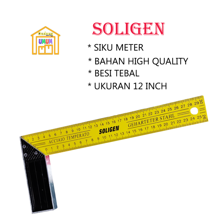 Penggaris Siku Meter Alat Ukur Dimensi 12 Inch Soligen | Lazada Indonesia