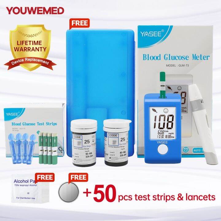 Yasee GLM73 Blood Glucose Monitor Sugar Tester with 50 Test Strips ...