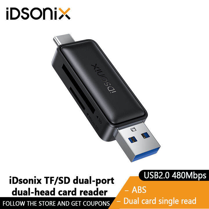 iDsonix TF/SD dual-port USB2.0 dual-head card reader 480Mbps ...