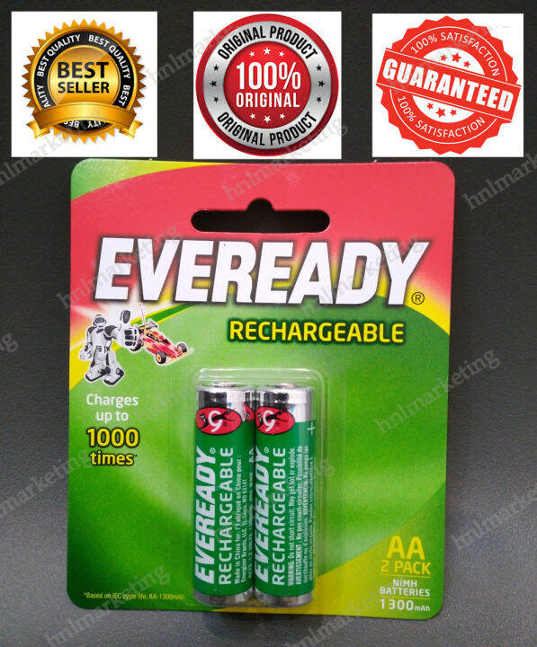 EVEREADY RECHARGEABLE BATTERIES 2's AA 1300mAh | Lazada