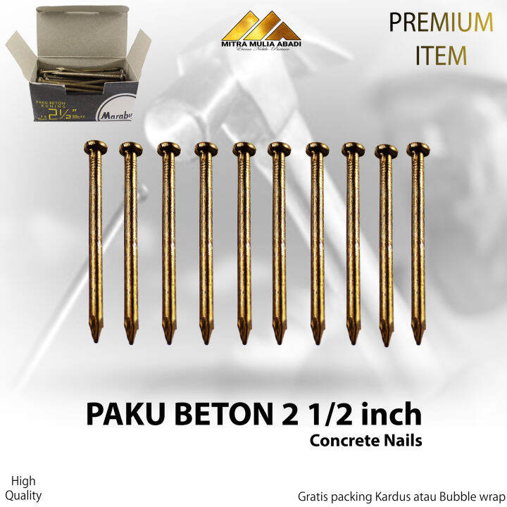 Paku Beton Kuningan 2,5" inchi / Paku Beton Kuningan 6,5cm | Lazada ...