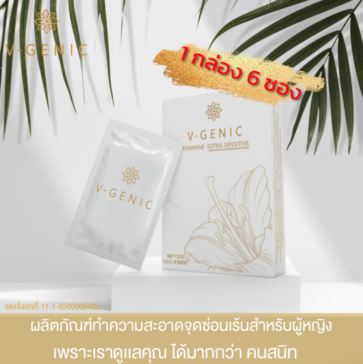 V-GENIC ( วี-จีนิค )1 กล่อง 6 ซอง น้ำยาทำความสะอาดน้องสาว น้ำยาทำความสะอาดจุดซ่อนเร้น V-GENIC ...