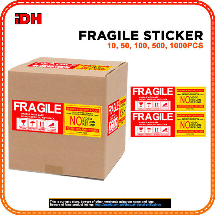 IDH Fragile Sticker Label No Video No Return Refund Waybill Packaging ...
