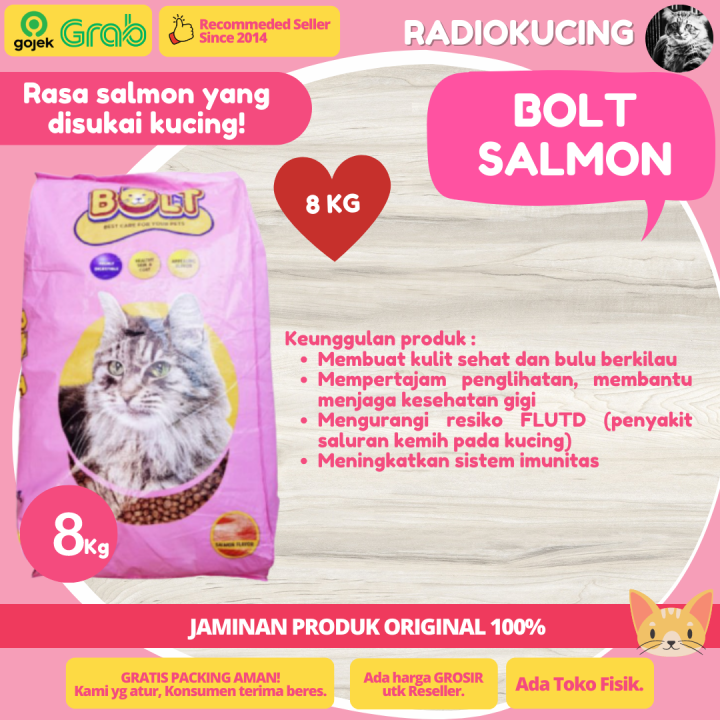 Bolt Salmon 8 Kg Makanan Kucing Adult Cat Food [ JUWIES RADIO KUCING ...