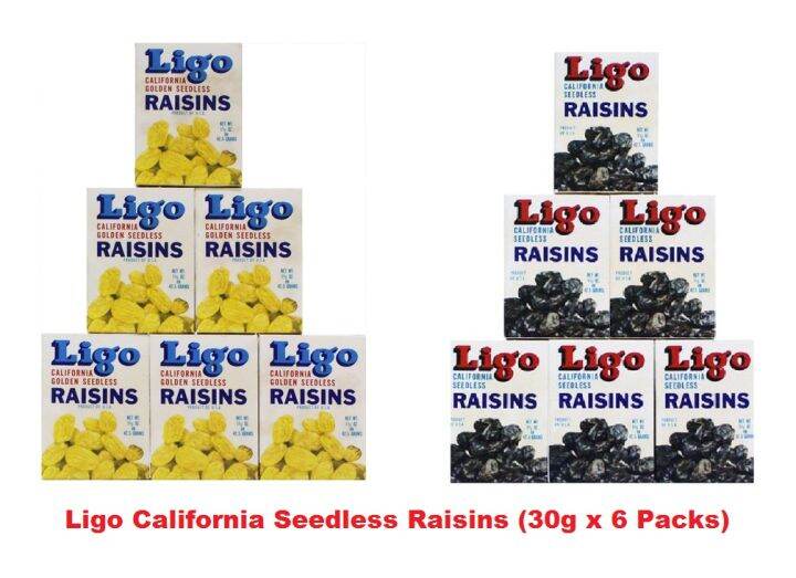Ligo California Seedless Raisins (30g x 6 Packs) - Black / Golden | Lazada