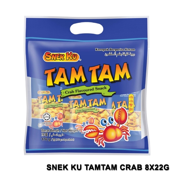 Snek Ku Tam Tam Crab Flavoured Snack 176g (8 x 22g) | TamTam | Lazada