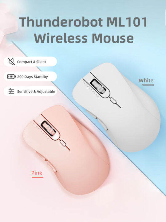 Thunderobot ML101 Wireless Mouse Noise Reduction 2.4G with USB Nano ...