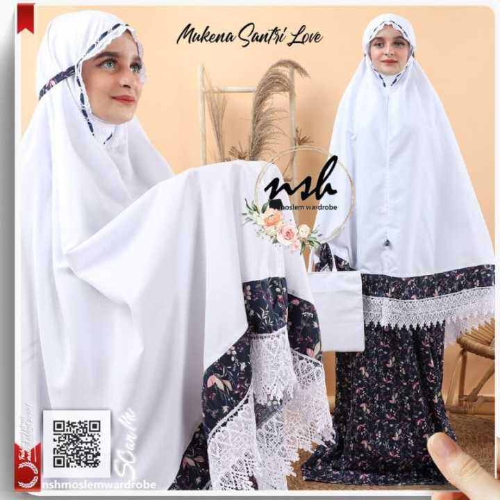 Mukena Dewasa Santri Love Katun Jepang | Lazada Indonesia