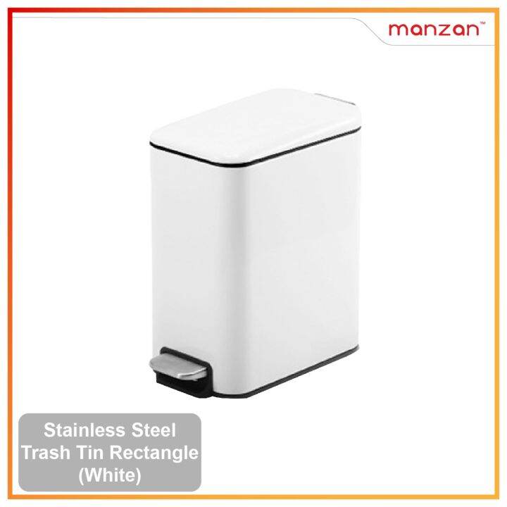 Manzan Step Pedal Trash Can 5L Rectangle Stainless Steel Trash Tin ...