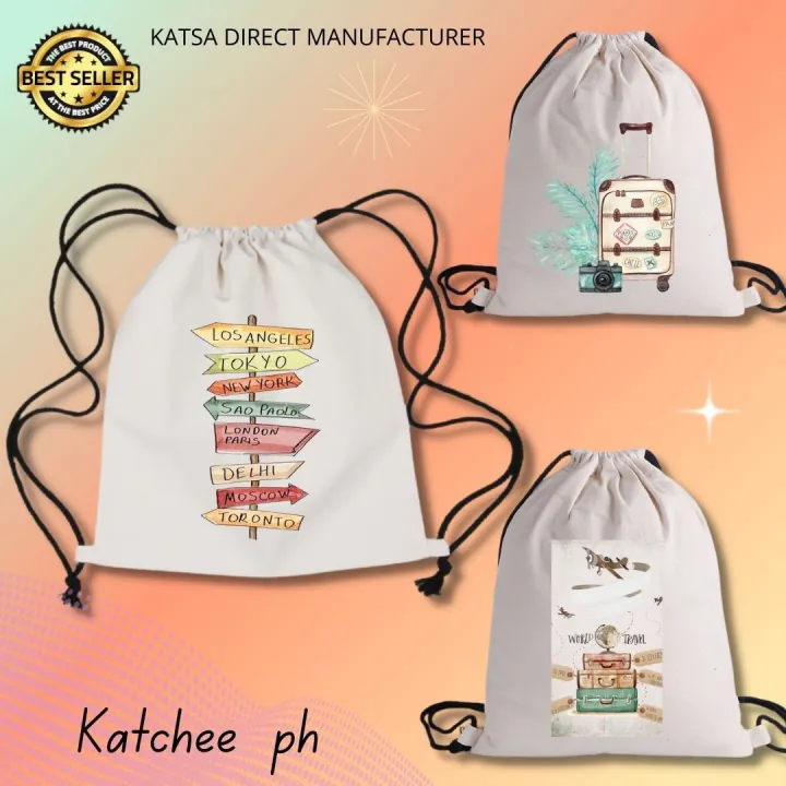 Drawstring Aesthetic Art 8 Bag Katsa Canvas High Quality / Korean ...