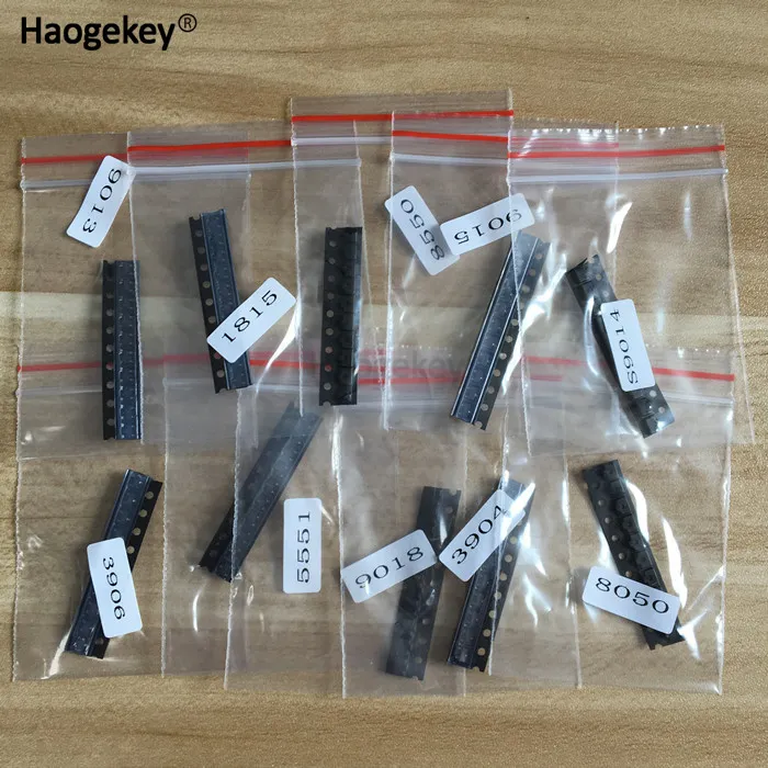 100PCS SOT-23 SMD Triode 9013/9014/9015/3904/3906/1815ฯลฯรวม10ชนิด,10 ...