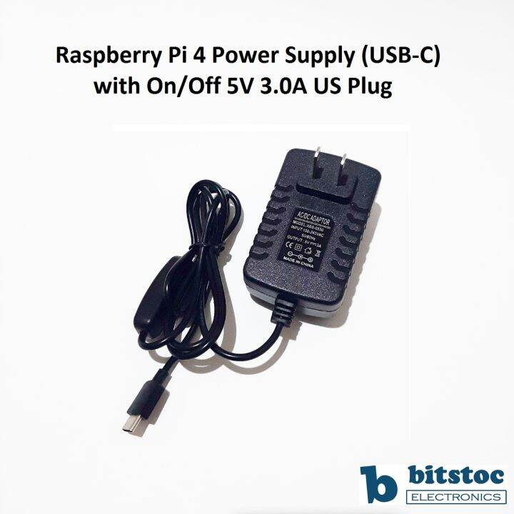 Raspberry Pi 4 Power Supply (USB-C) with On/Off 5V 3.0A US Plug | Lazada PH