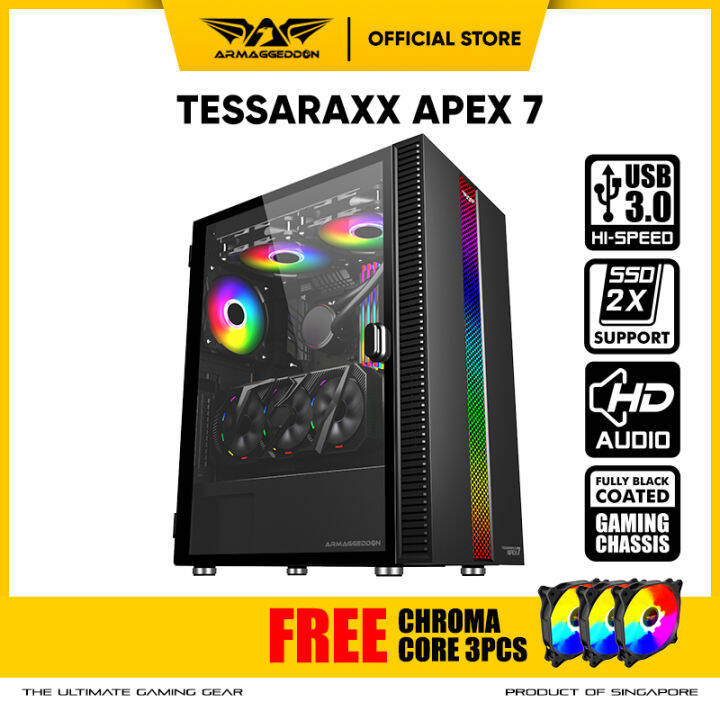 Casing PC Gaming Armaggeddon Tessarax Apex 7 E-ATX - RGB Strip Front ...