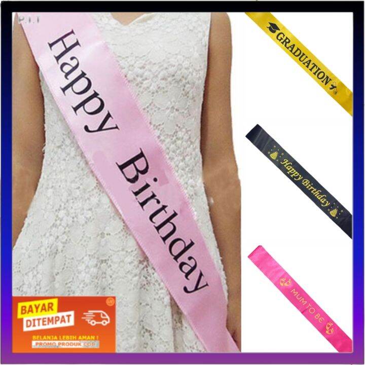 Selempang Ulang tahun Sash Happy Birthday Girl Bride To Be Selendang ...